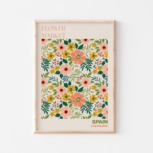 Las Palmas Poster, Personalised Travel Poster, Las Palmas Flower Malaga ...