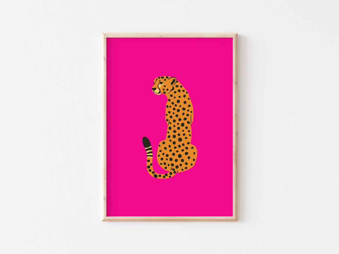 Pink Cheetah Art Print, Bohemian Poster Art, Gallery Wall, Fun Decor ...