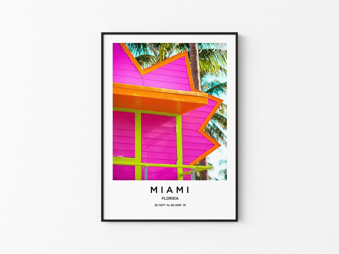 Miami Art, Miami Print, Miami Poster, Miami Art, Miami Photo, Miami Map ...