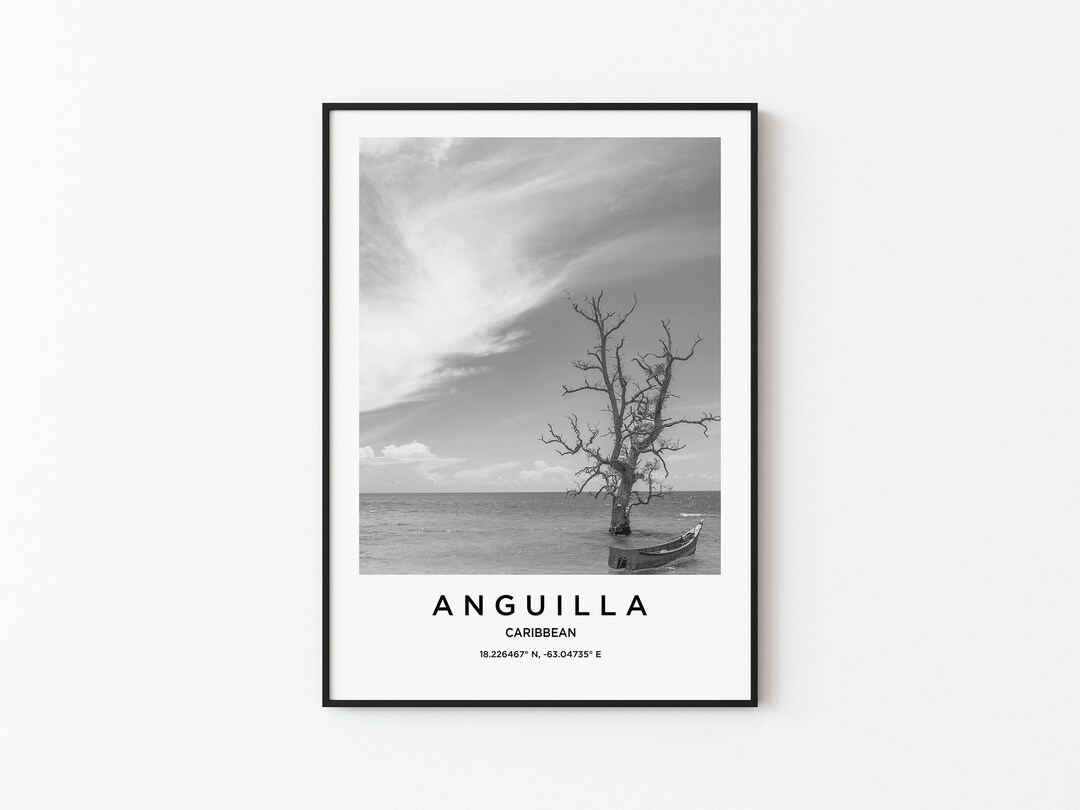Anguilla Travel Poster, Anguilla Print, Anguilla Photo Print, Black and ...