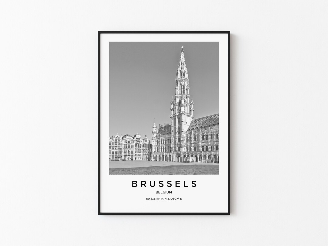 Brussels Travel Poster, Brussels Print, Brussels Photo Print, Black and ...