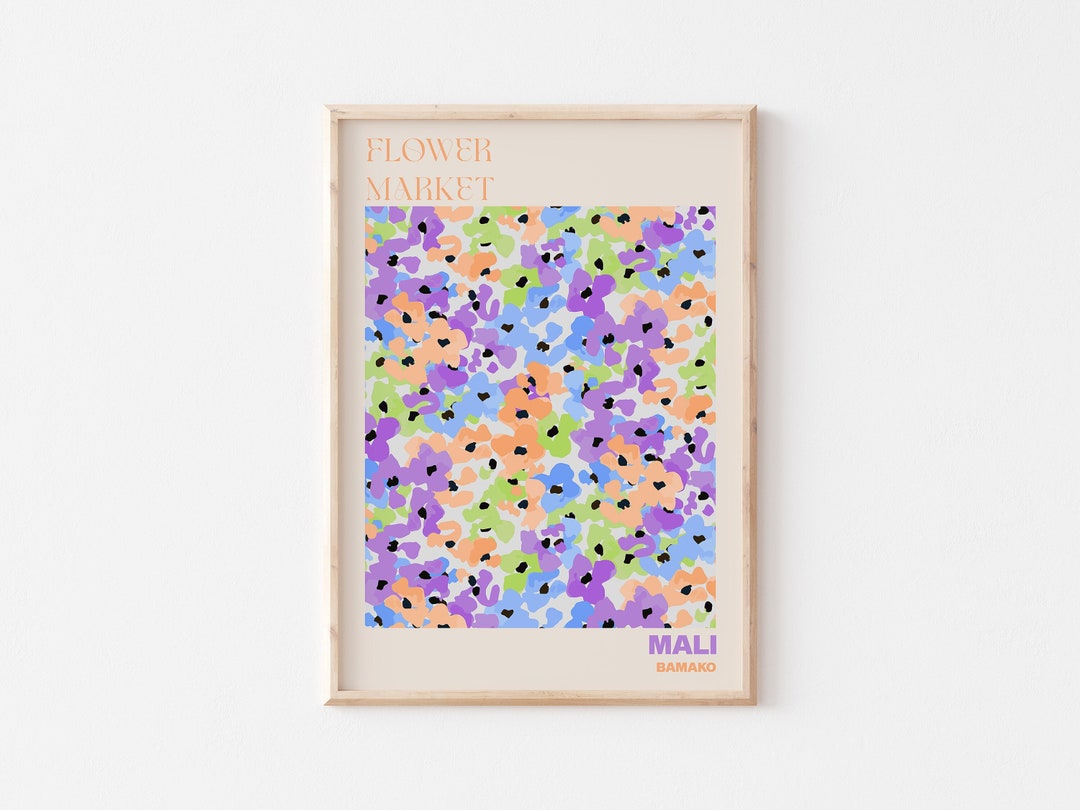 Mali Poster, Personalised Travel Poster, Mali Flower Market Print ...