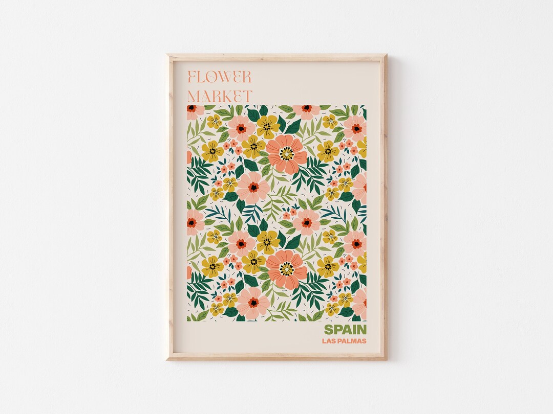Las Palmas Poster, Personalised Travel Poster, Las Palmas Flower Malaga ...
