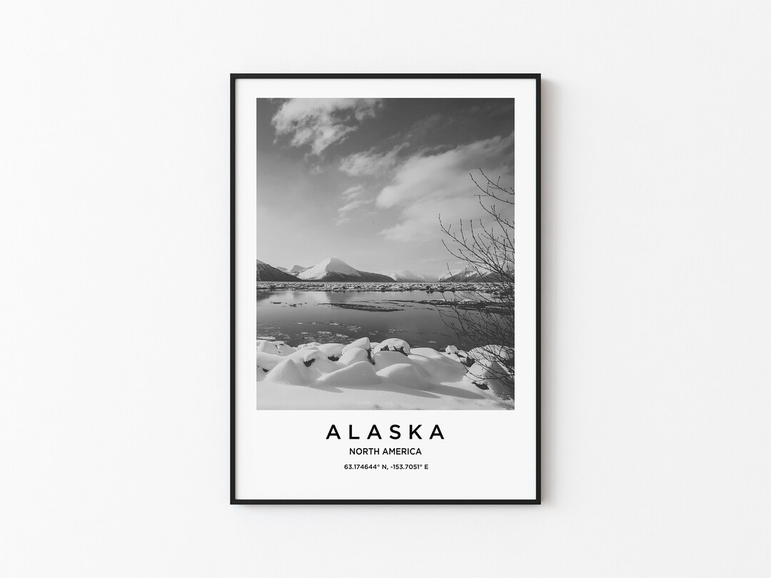 Alaska Travel Poster, Alaska Print, Alaska Photo Print, Black and White ...