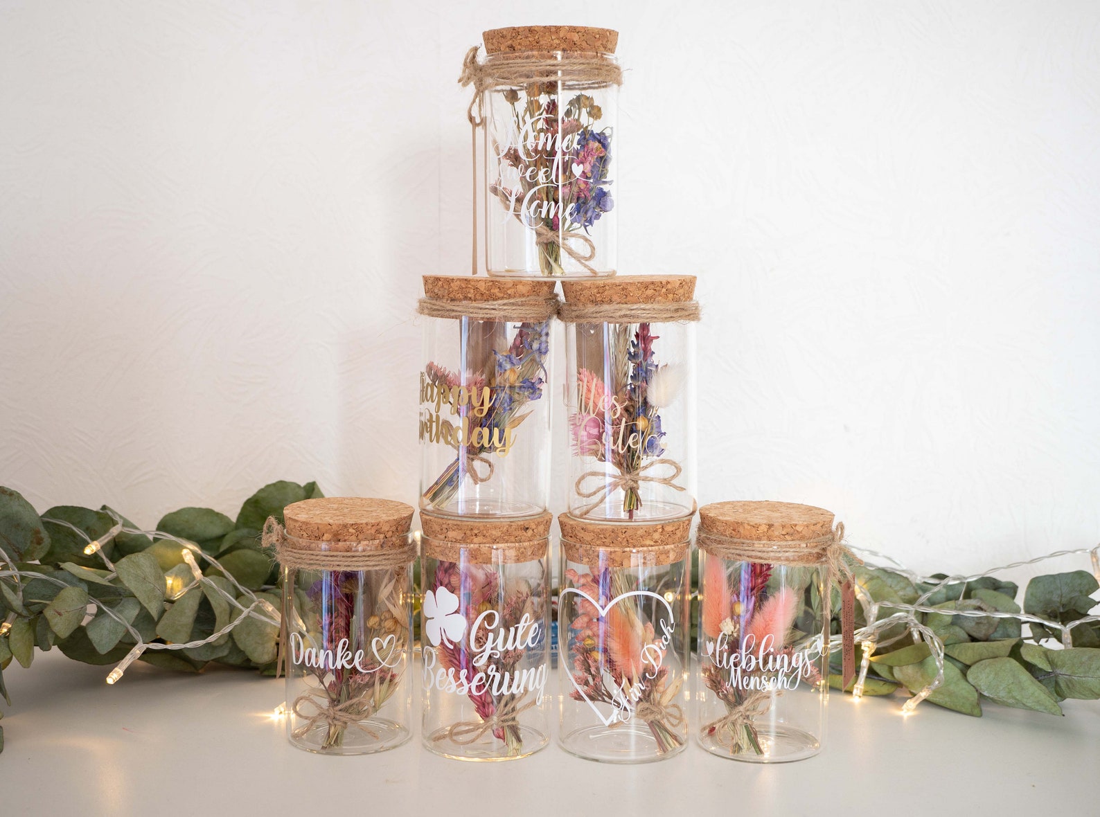 Geschenkglas / Glas mit Trockenblumenstrauß /Lieblingsmensch - Etsy.de