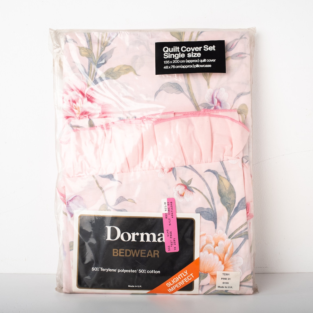 Dorma Vintage Floral Duvet Cover Frilled Edge Set Peony Pink - Etsy