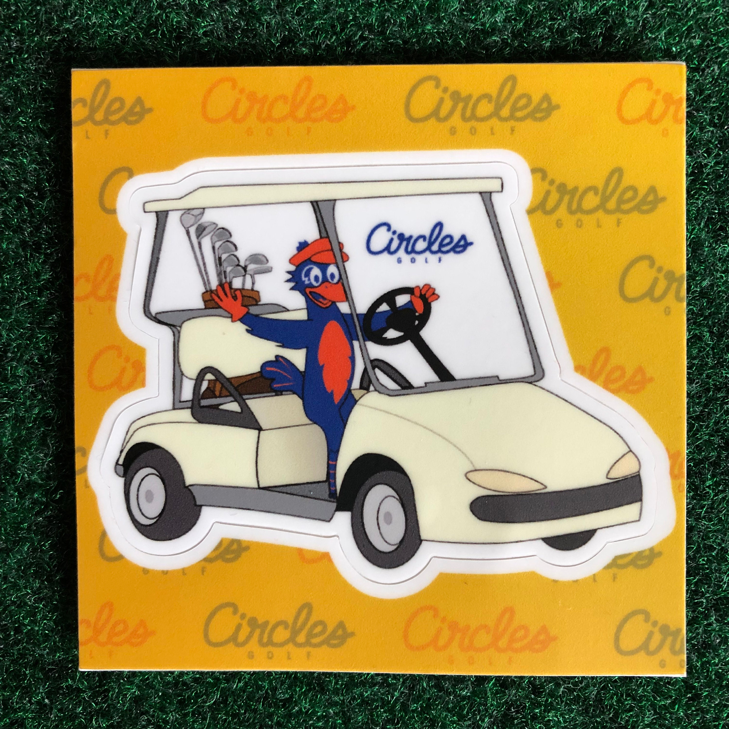 Circles Golf Cart Logo Sticker Bird Mascot With Golf Club in His Mouth ...