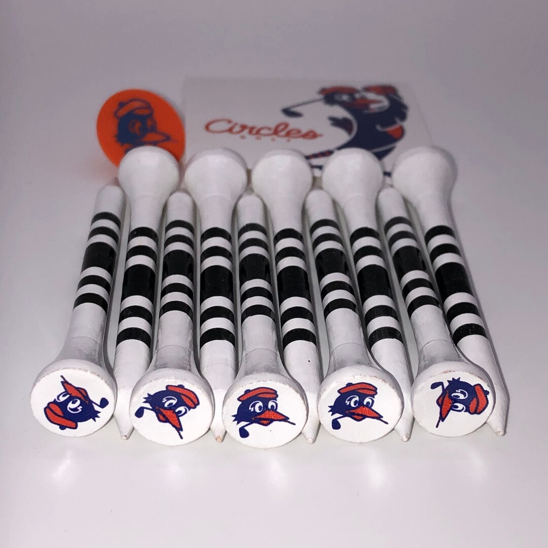 Circles Golf Tees Natural Wooden Pegs Black White Custom Bird Logo With ...