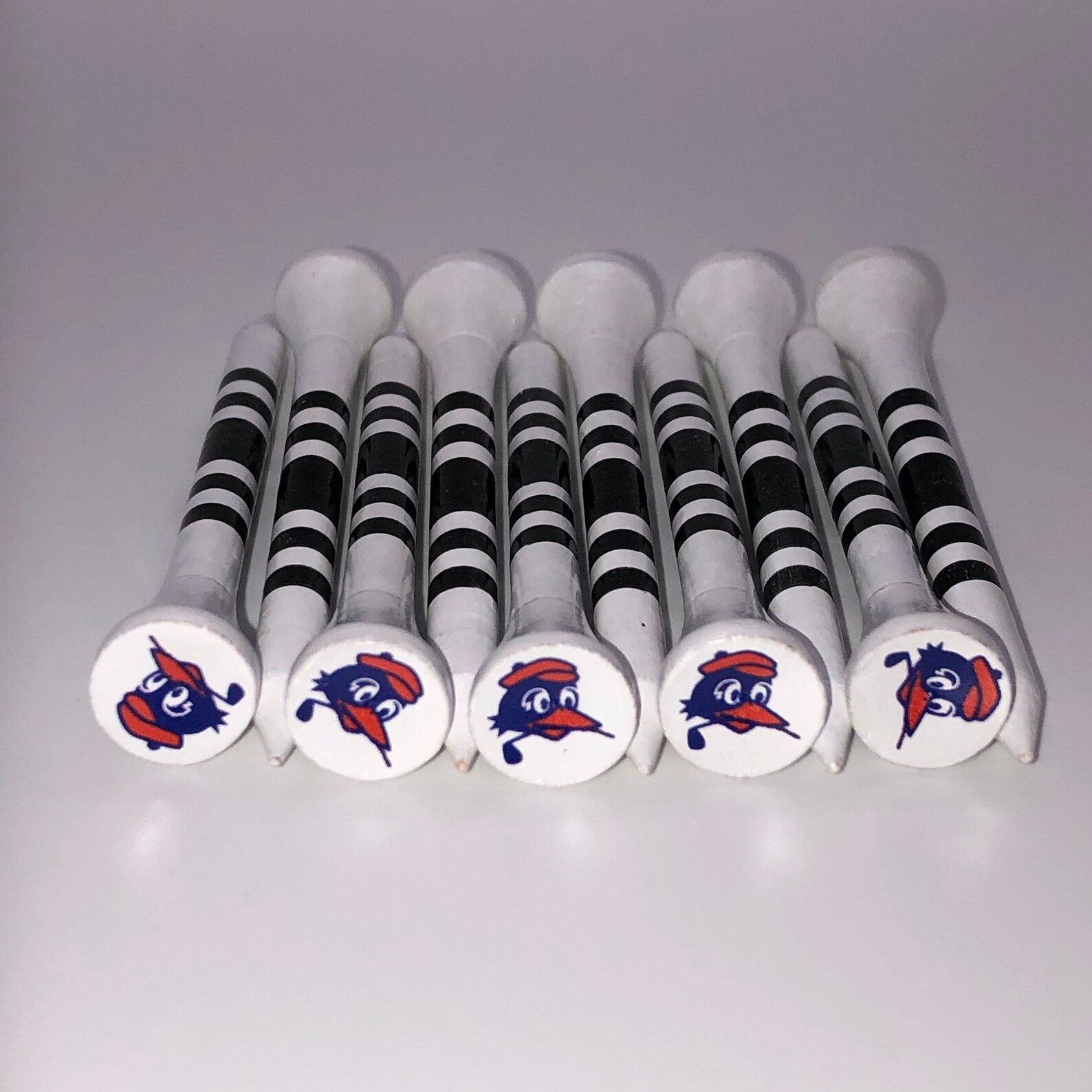 Circles Golf Tees Natural Wooden Pegs Black White Custom Bird Logo With ...
