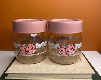 Pink Glass Canisters - Etsy