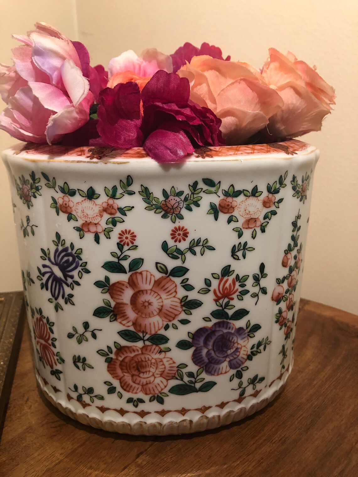 Lowesoft Hand-painted Vintage Pink & Purple Floral Vase With - Etsy