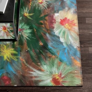 Painted Rug Original Hand Made Floral Oil Painting Carpet Colorful Area ...