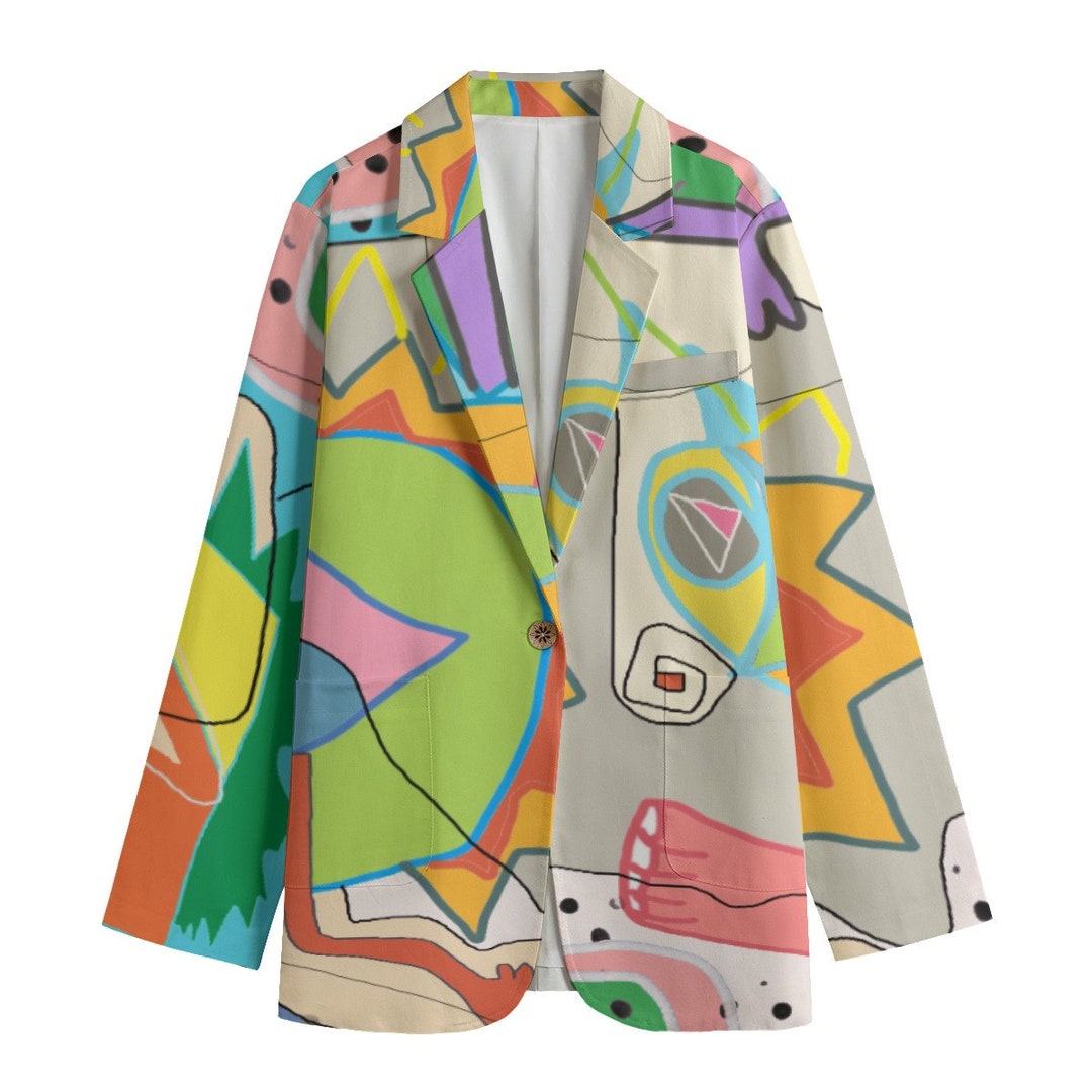 Cotton Blazer: Funky Bohemian Art Print Jacket - Etsy