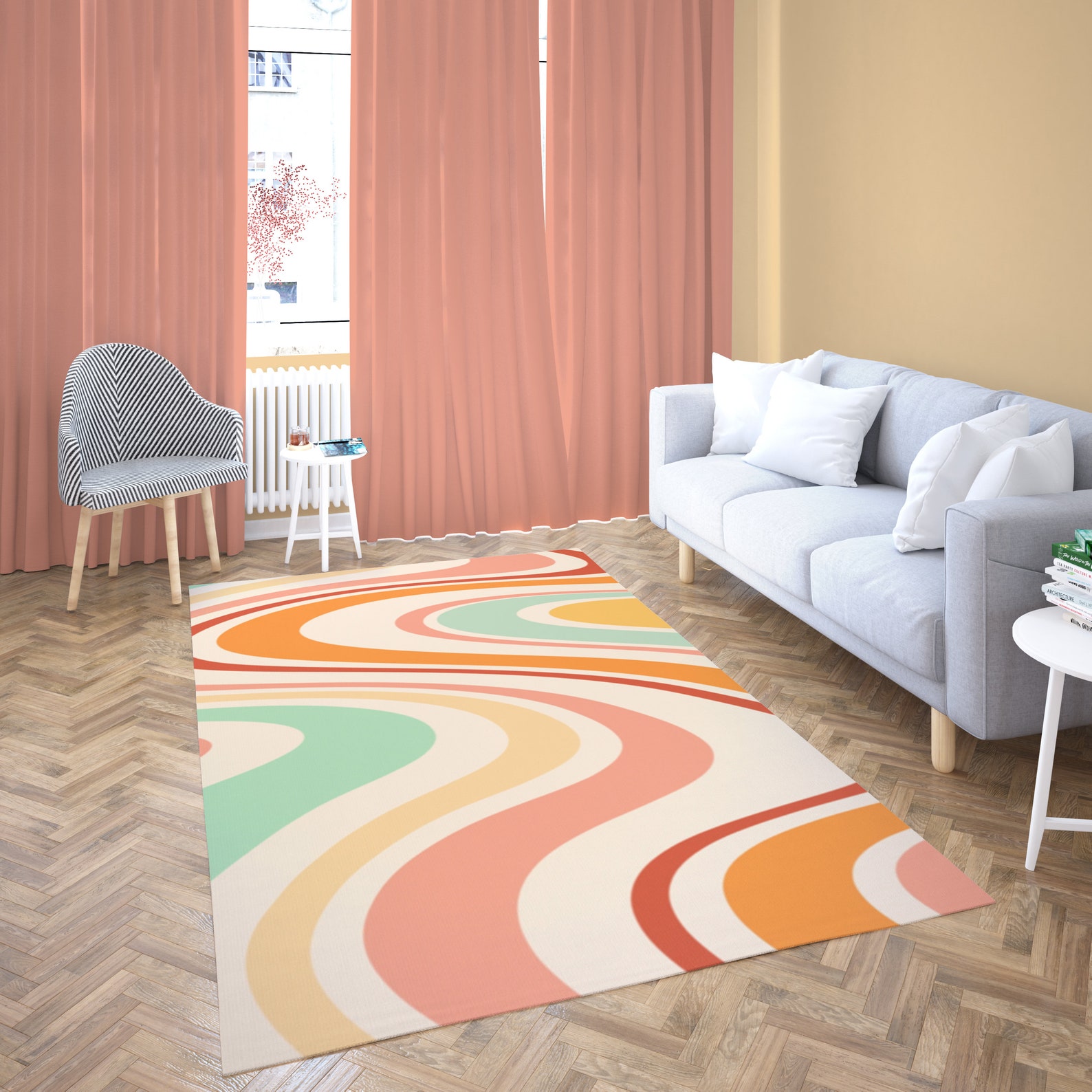 Unique Retro Pastel Colors Area Rugs. Groovy Rug Dorm Decor - Etsy