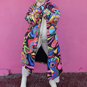 CRAZY Face Coat, Colorful Winter Coat, Long Funky Artistic Coat ...