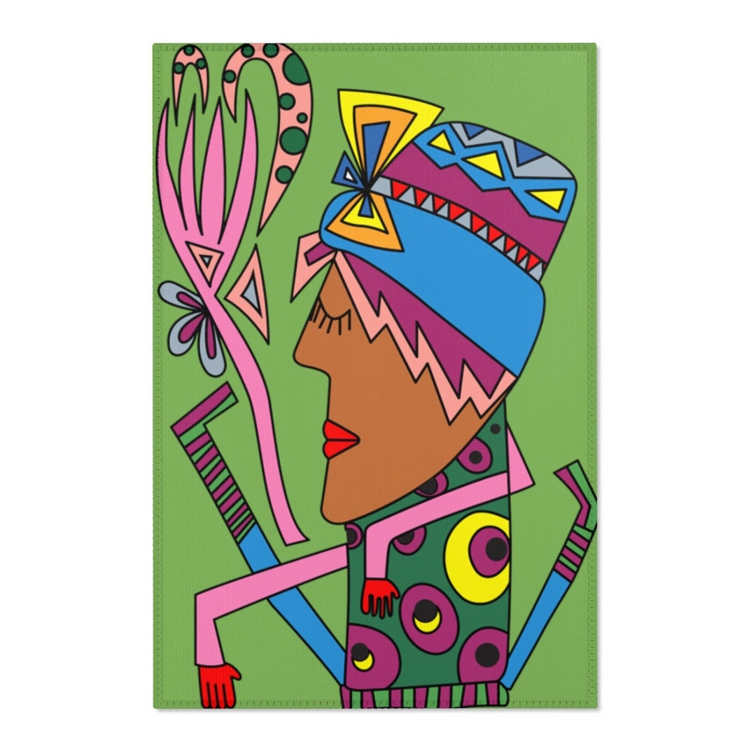 Yoga Lady Rug, Funky Women Eug, Trendy Rug, Unique Rug, Bright Colors ...