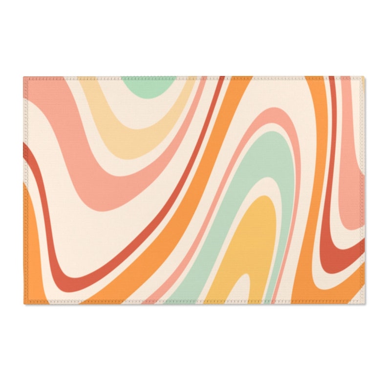 Unique Retro Pastel Colors Area Rugs. Groovy Rug Dorm Decor - Etsy