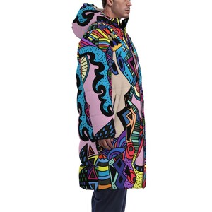 CRAZY Face Coat, Colorful Winter Coat, Long Funky Artistic Coat ...