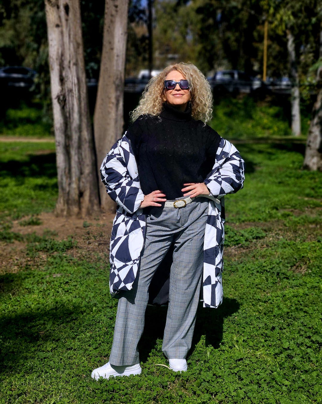 CRAZY Black and White Long Coat, Cool Winter Coat, Long Funky Artistic ...