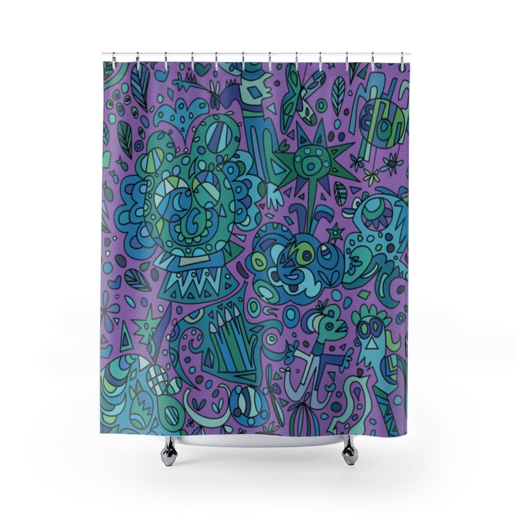 Shower Curtains Funky Shower Curtain Pop Art Shower Curtains Etsy