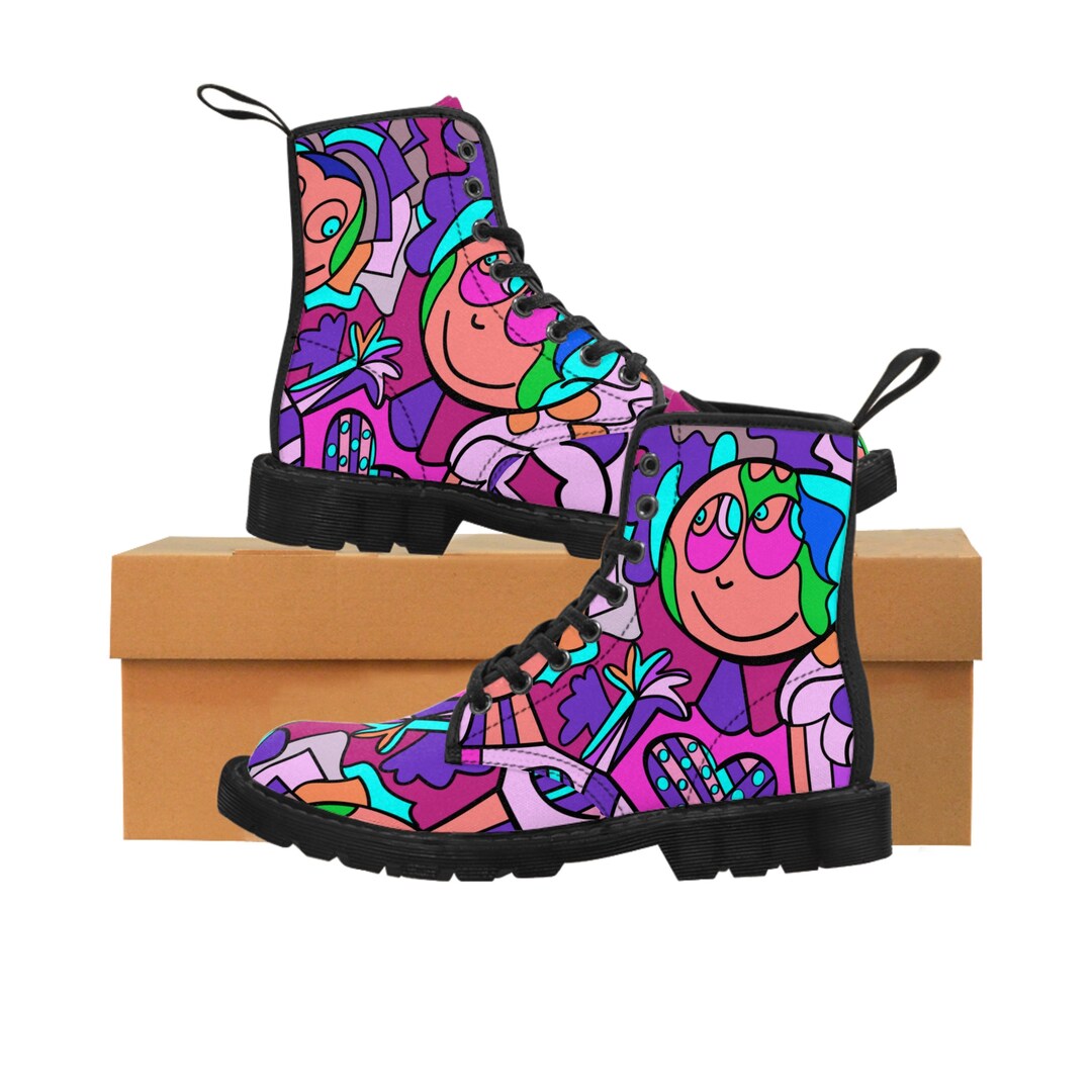 Funky Boots With Face, Bright Colors Boots, Unique Funky Boots, Women's ...