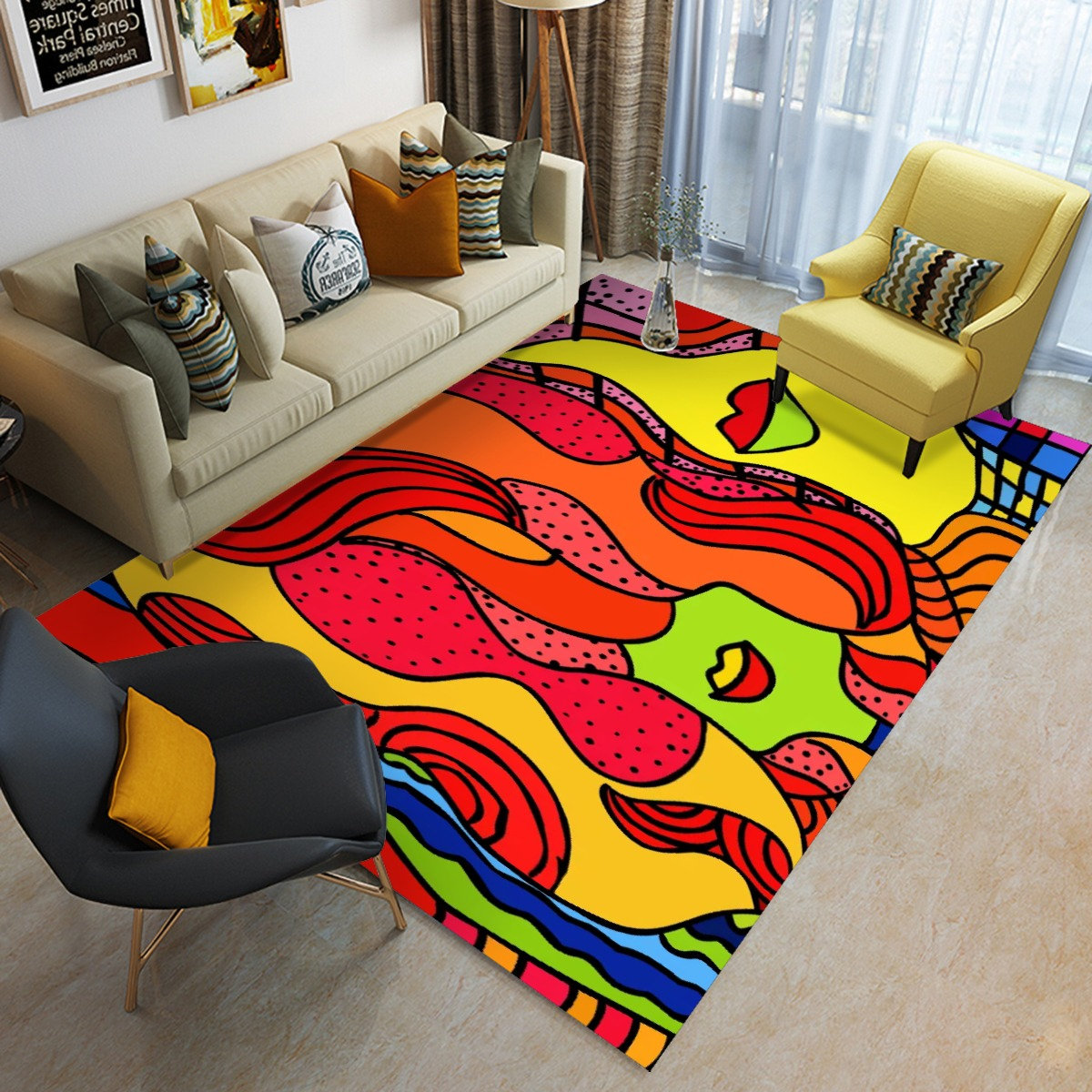 Pop Art Teppich Abstrakter Teppich Funky Area Teppich Funky | Etsy