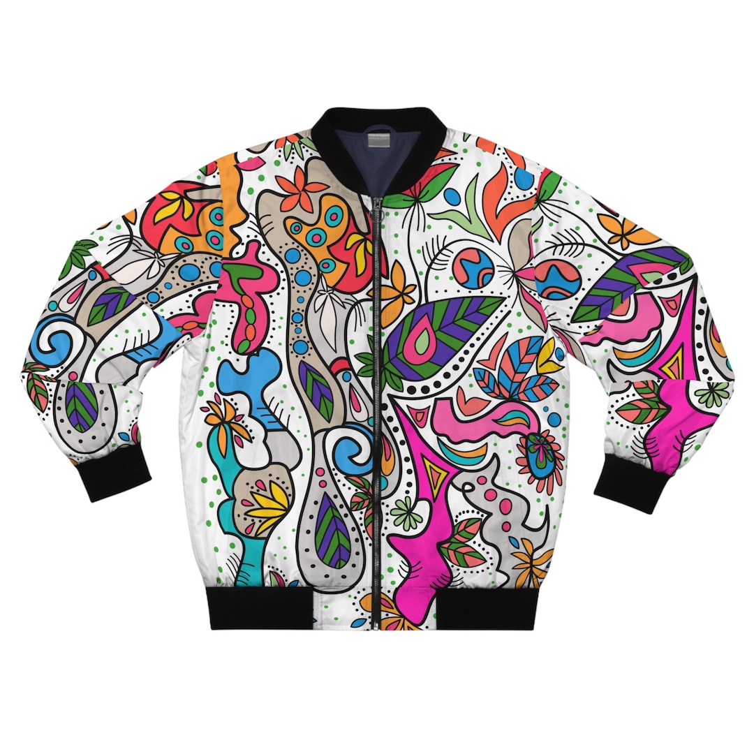 Floral White Artistic Jacket Women Men Wearable Art Clothing ...