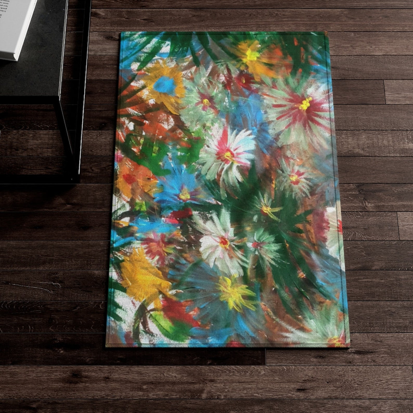 Painted Rug Original Hand Made Floral Oil Painting Carpet - Etsy