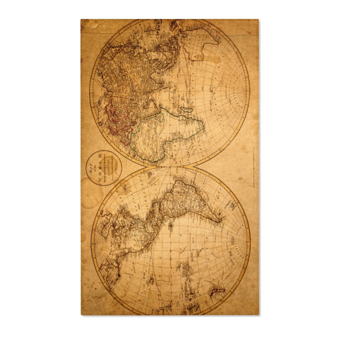 Old World Map Rug, Vintage Map of the World Rug, Travelers Gift, Office ...