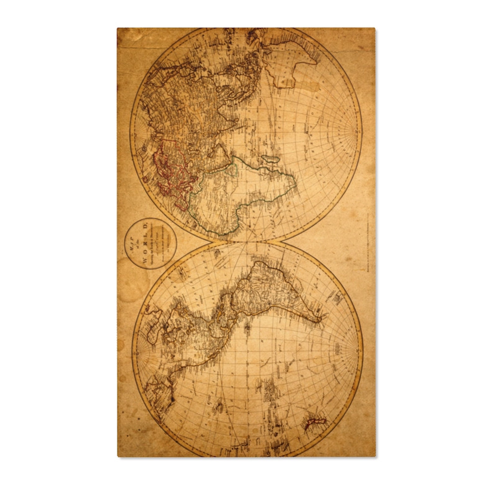Old World Map Rug, Vintage Map of the World Rug, Travelers Gift, Office ...