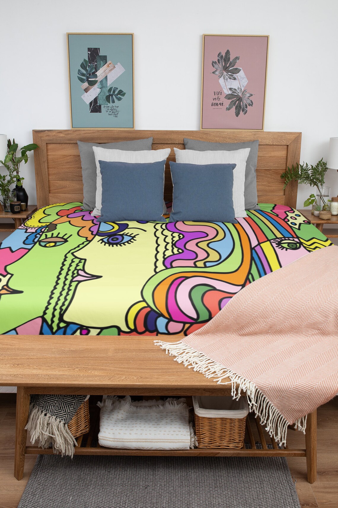 Dorm Bedding Colorful Bed Cover Funky Comforter Colorful | Etsy