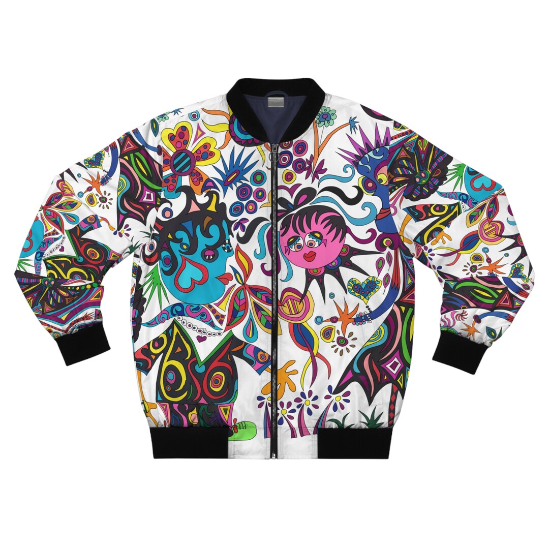 Colorful Colorful Dopamine Style Jacket, Funky Hand Drawn Designed ...