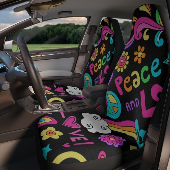 Unique Love Hippie Car Seat Covers Retro Car Seat Covers Car Seat Covers for Vehicle Groovy Seat Covers Boho Car Seat Covers Etsy