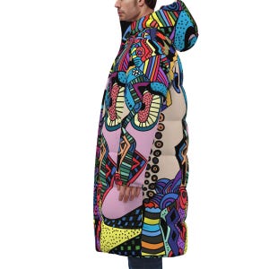 CRAZY Face Coat, Colorful Winter Coat, Long Funky Artistic Coat ...