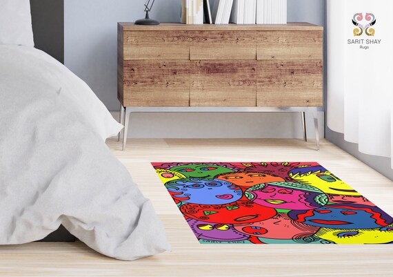 Funky Smiley Face Rug Pop Art Rug for Bedroom/rug for Home - Etsy