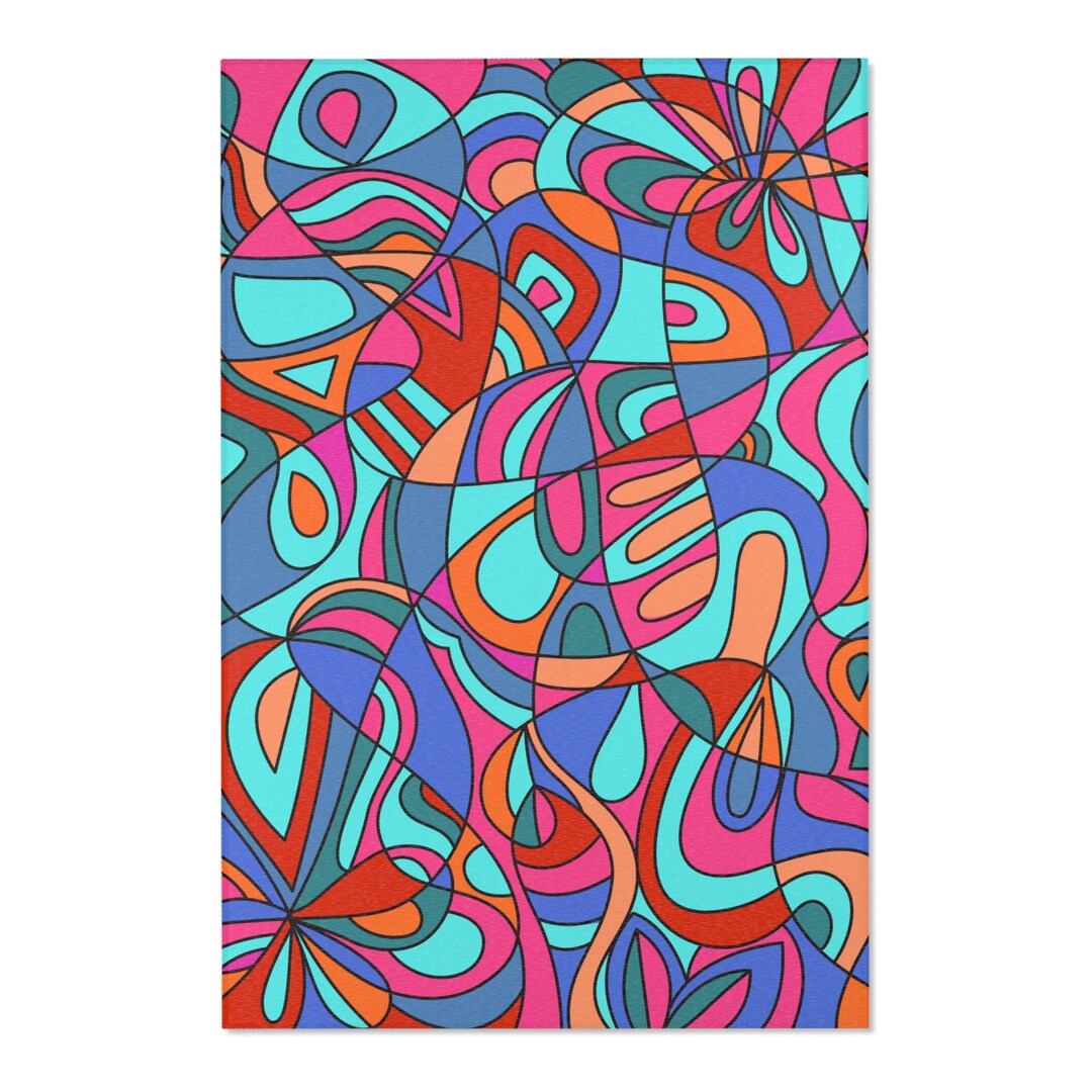 Pink Purple Light Blue Rugs in Red Doodle Colorful Vibrant Area Rugs ...