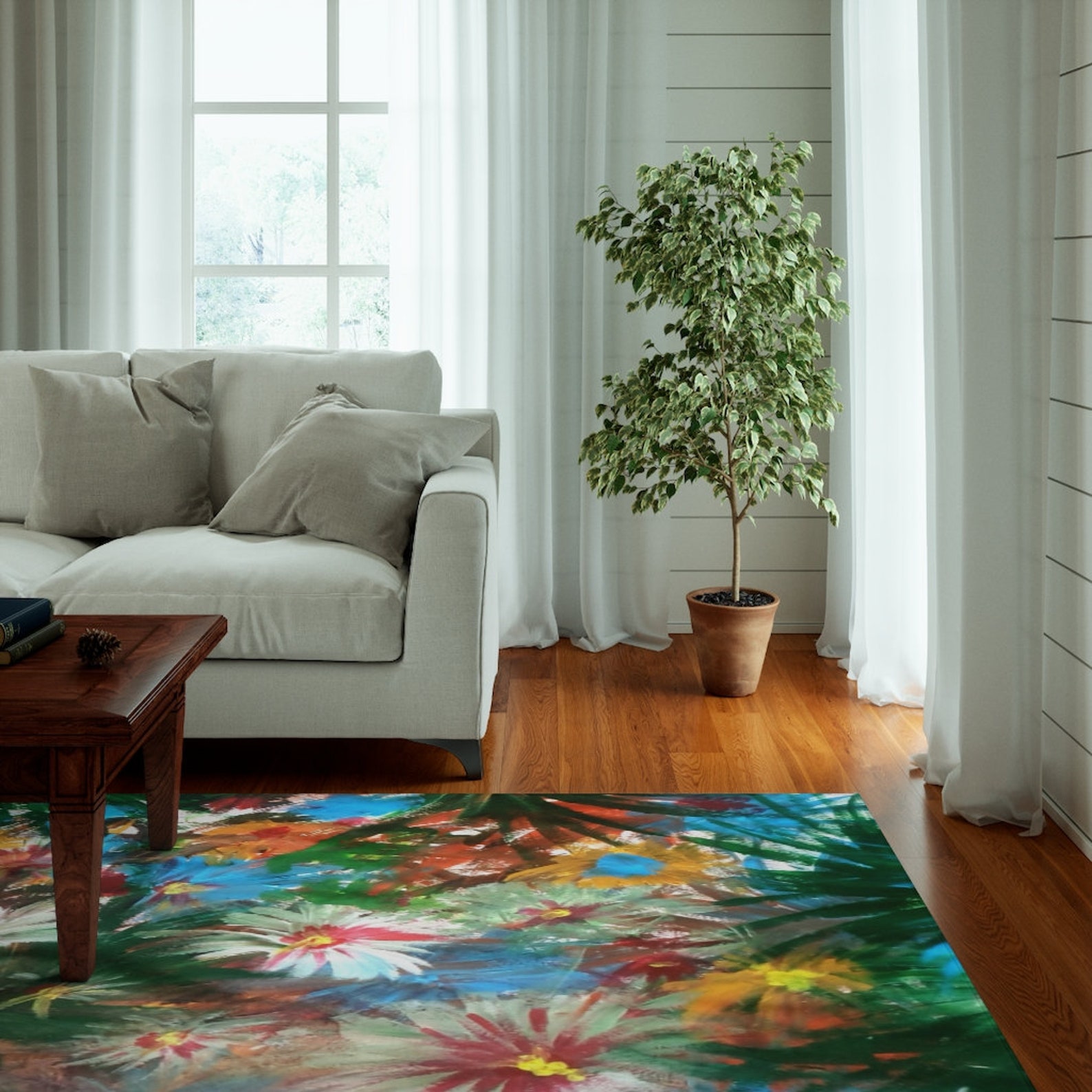 Painted Rug Original Hand Made Floral Oil Painting Carpet - Etsy