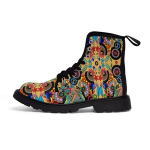 Colorful Art Canvas Boots for Her,unique Funky Boots, Women's Canvas ...
