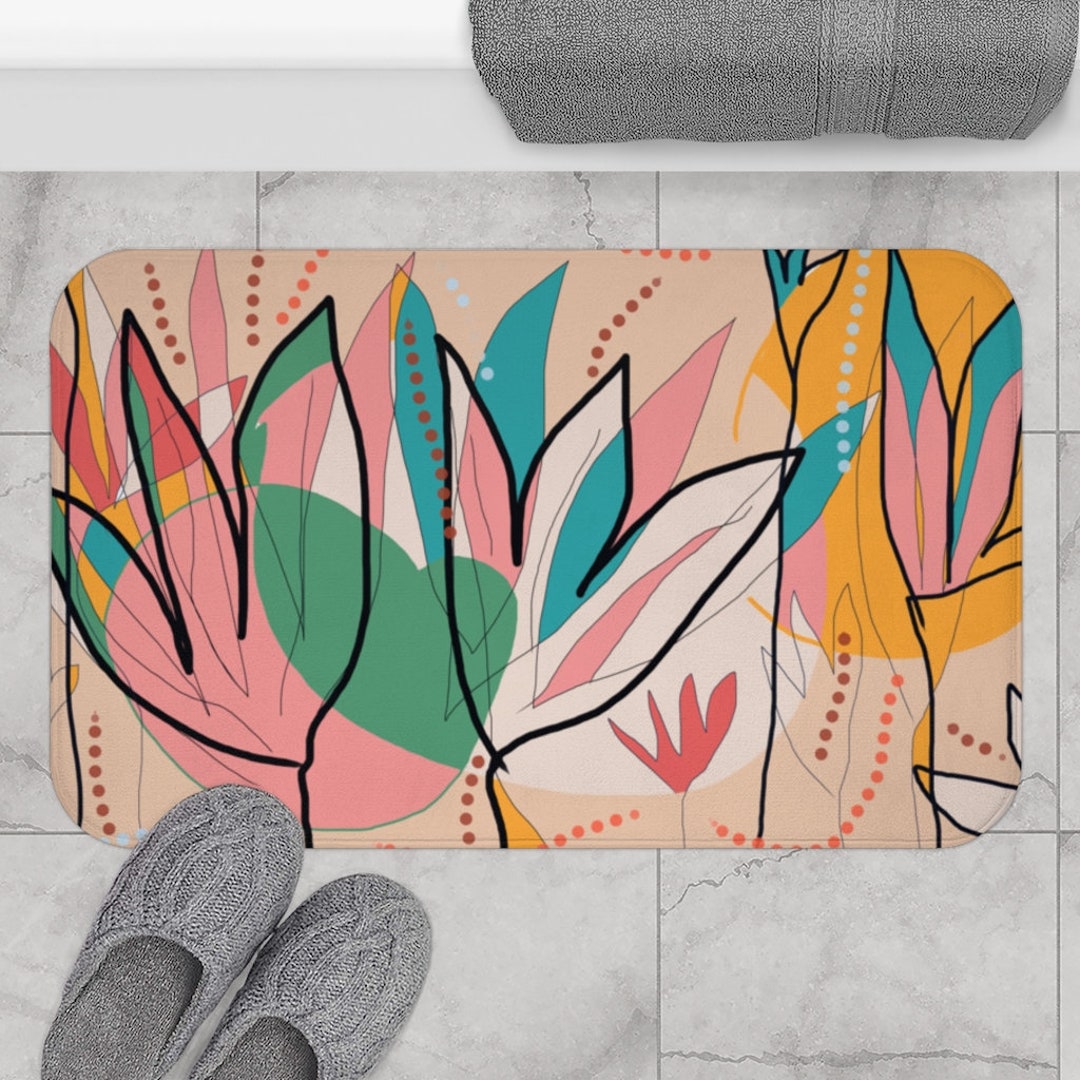 Floral Boho Bath Mat: Funky Bathroom Decor - Etsy