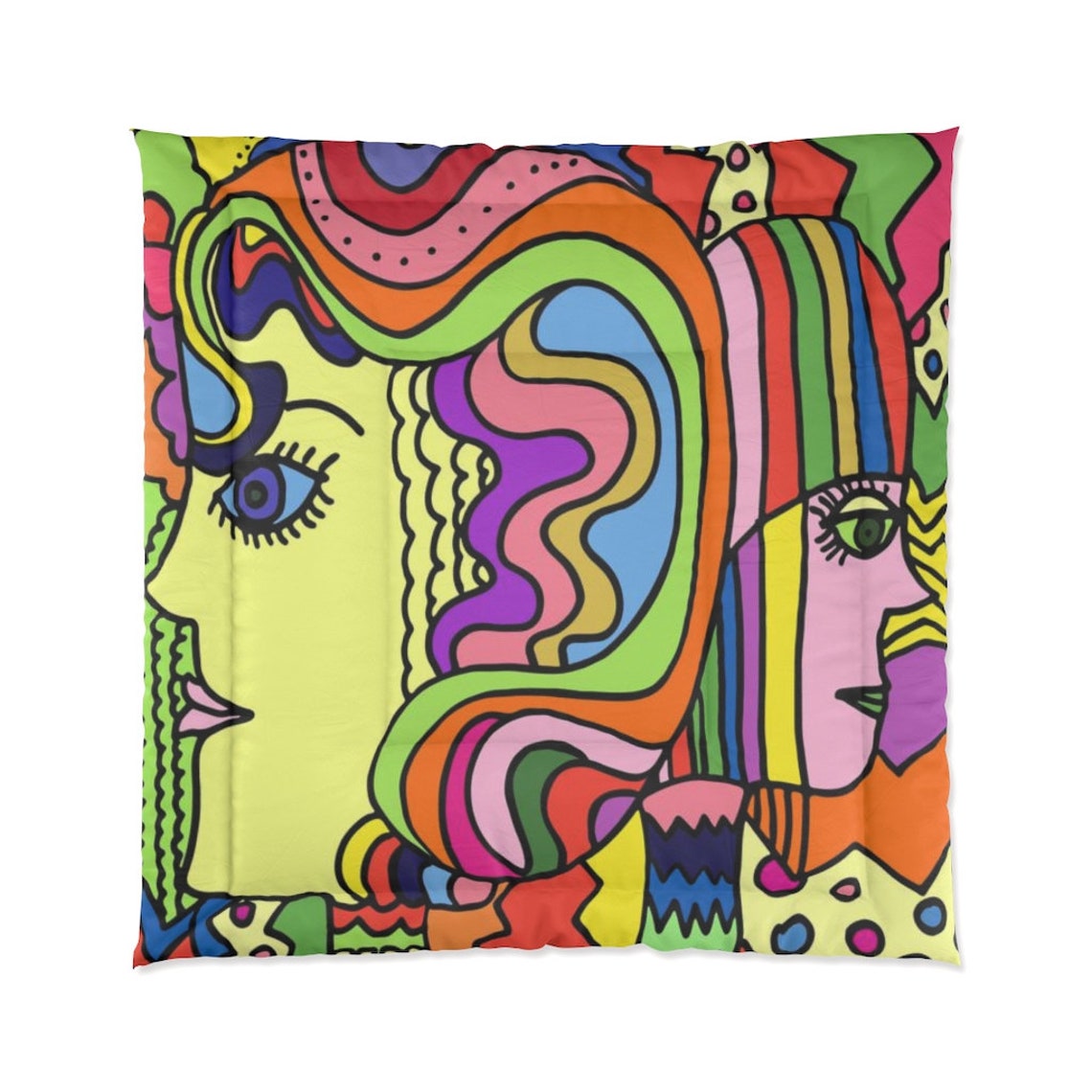 Dorm Bedding Colorful Bed Cover Funky Comforter Colorful | Etsy