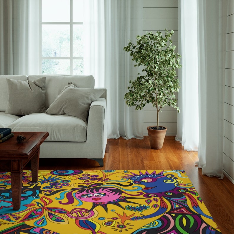 Pop Art Funky Rug Colorful Hippie Rug Trippy Rug Groovy | Etsy