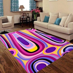 Funky Rug, Purple Dots Funky Rug, Retro Rugs, Groovy Trendy Rug, 3 ...