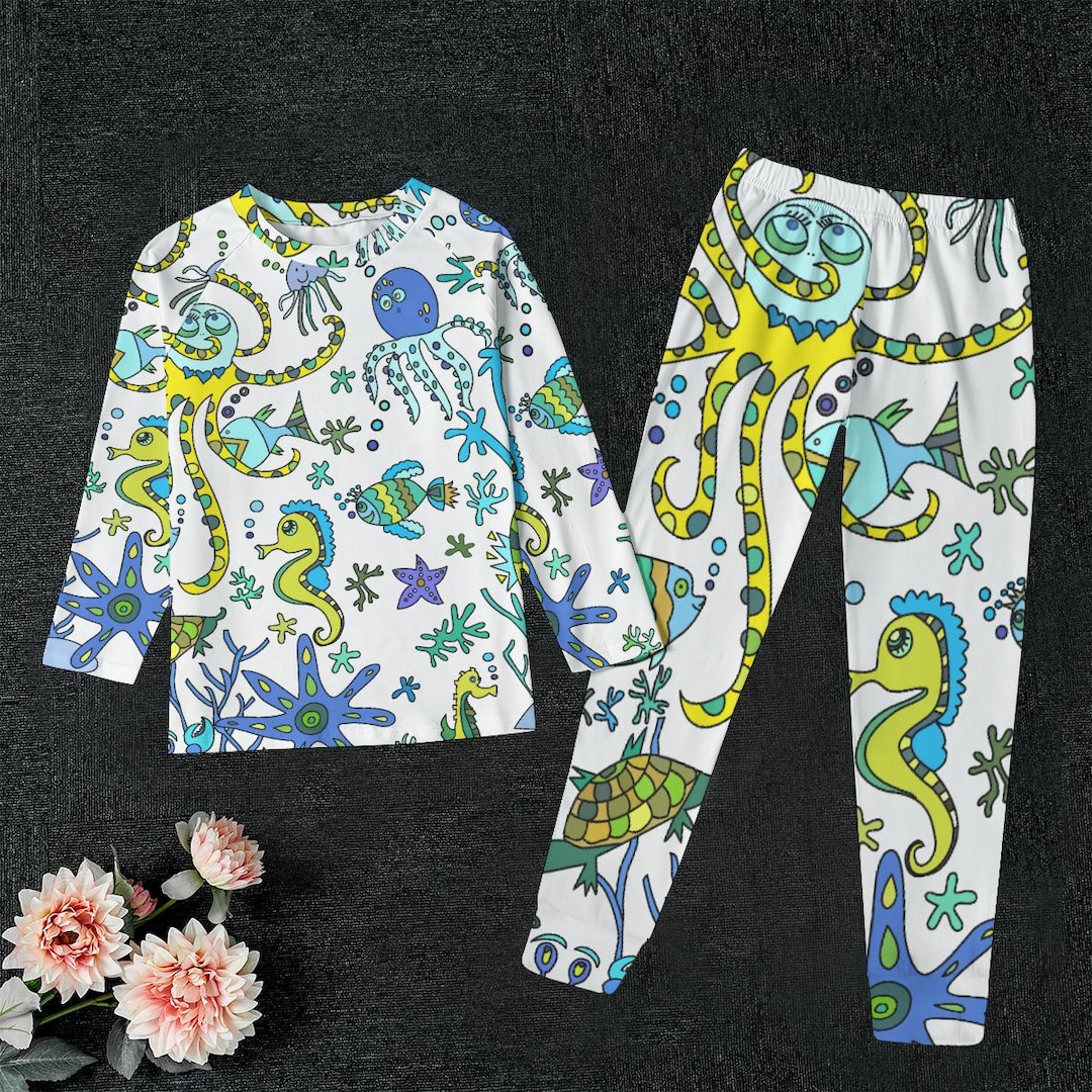Octopus Sea Animals Kids Pajama, All-over Print Kid's Sleep Pajamas - Etsy