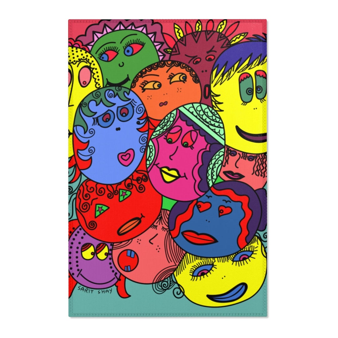 Funky Rugs, Smiley Face Rug, Colorful Pop Art Rug, Gift for New Home ...