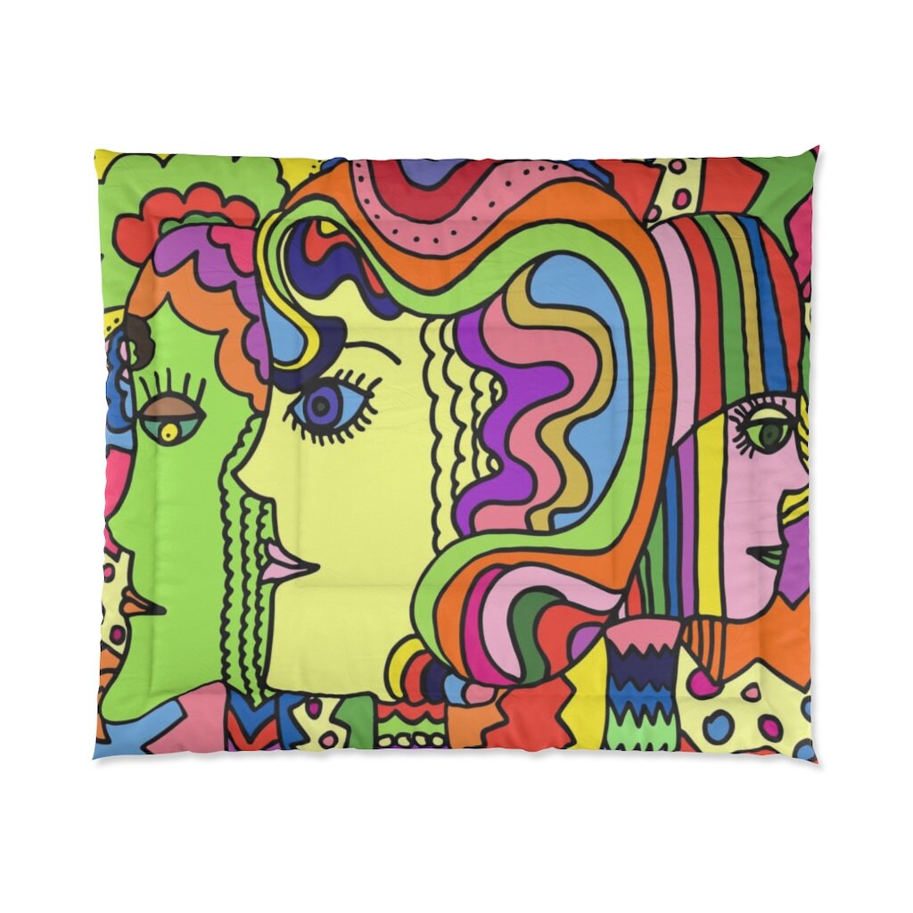 Dorm Bedding Colorful Bed Cover Funky Comforter Colorful | Etsy