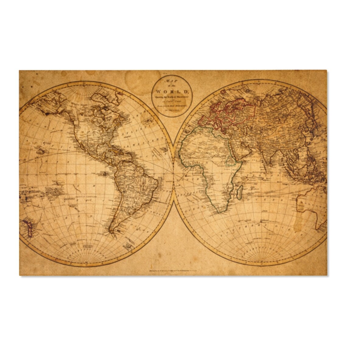 Old World Map Rug Vintage Map of the World Rug Travelers - Etsy