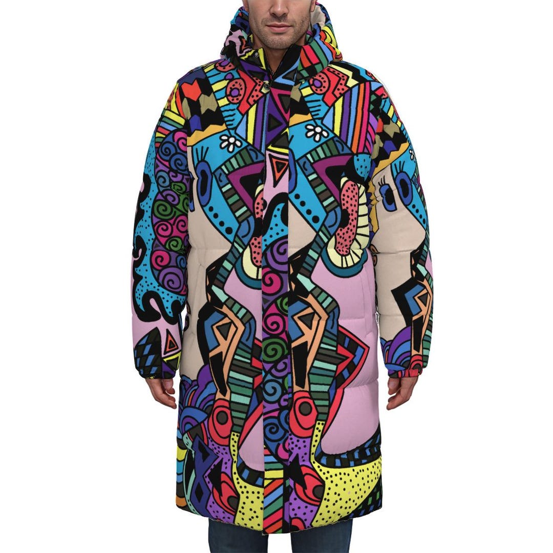 CRAZY Face Coat, Colorful Winter Coat, Long Funky Artistic Coat ...