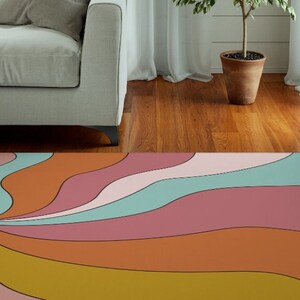 Pastel Retro Swirl Rug, Psychedelic Groovy 70s Rug, Wavy Trippy Rug ...