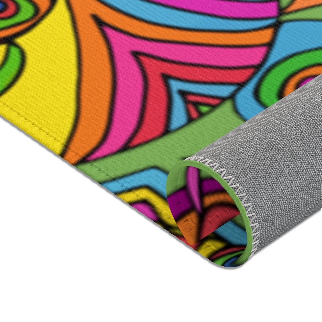 Designer Rug Green Area Rug Funky Rug Multicolored carpet | Etsy