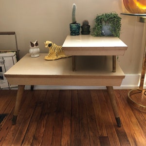 Vintage Mid-century Two-tiered Step Side Table, 1950s Retro Decor ...